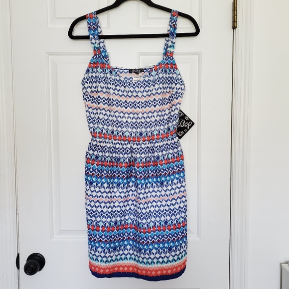 BeBop | Dresses | Bebop Tribal Geometric Printed Midi Dress Medium Blue ...